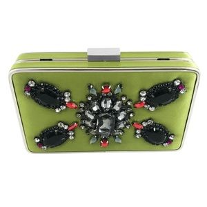 Inzi | Bags | Inzi Crystals Clutch Lime Green Satin Women Purse | Poshmark